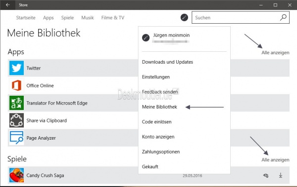 Apps aus der Windows Store Bibliothek entfernen Windows 10 Deskmodder Wiki