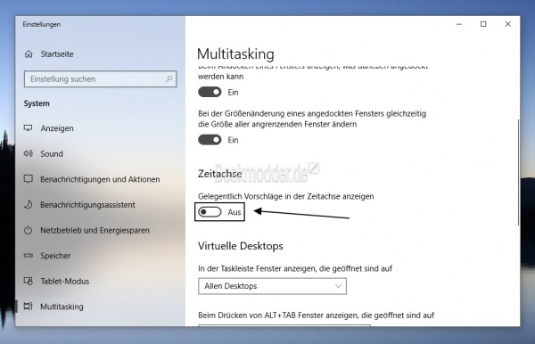 Zeitleiste Timeline deaktivieren aktivieren Windows 10 Deskmodder Wiki