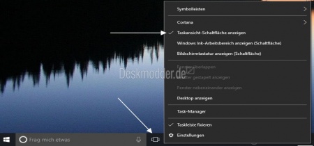 Such Icon und Aufgabenansicht Virtuelle Desktops Icon in der Taskleiste ...